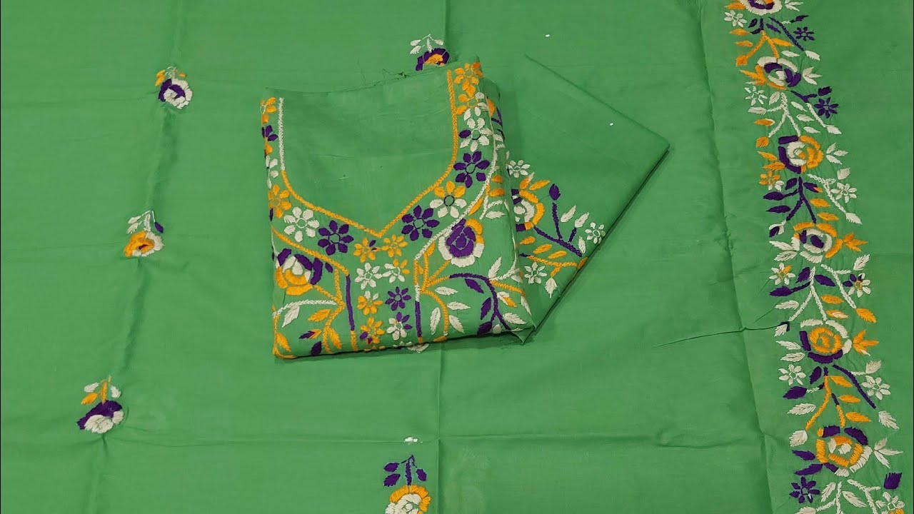 গোলাপ ডিজাইনের থ্রি পিস জামা |three pis dress in Bangladesh|হাতের কাজের ...