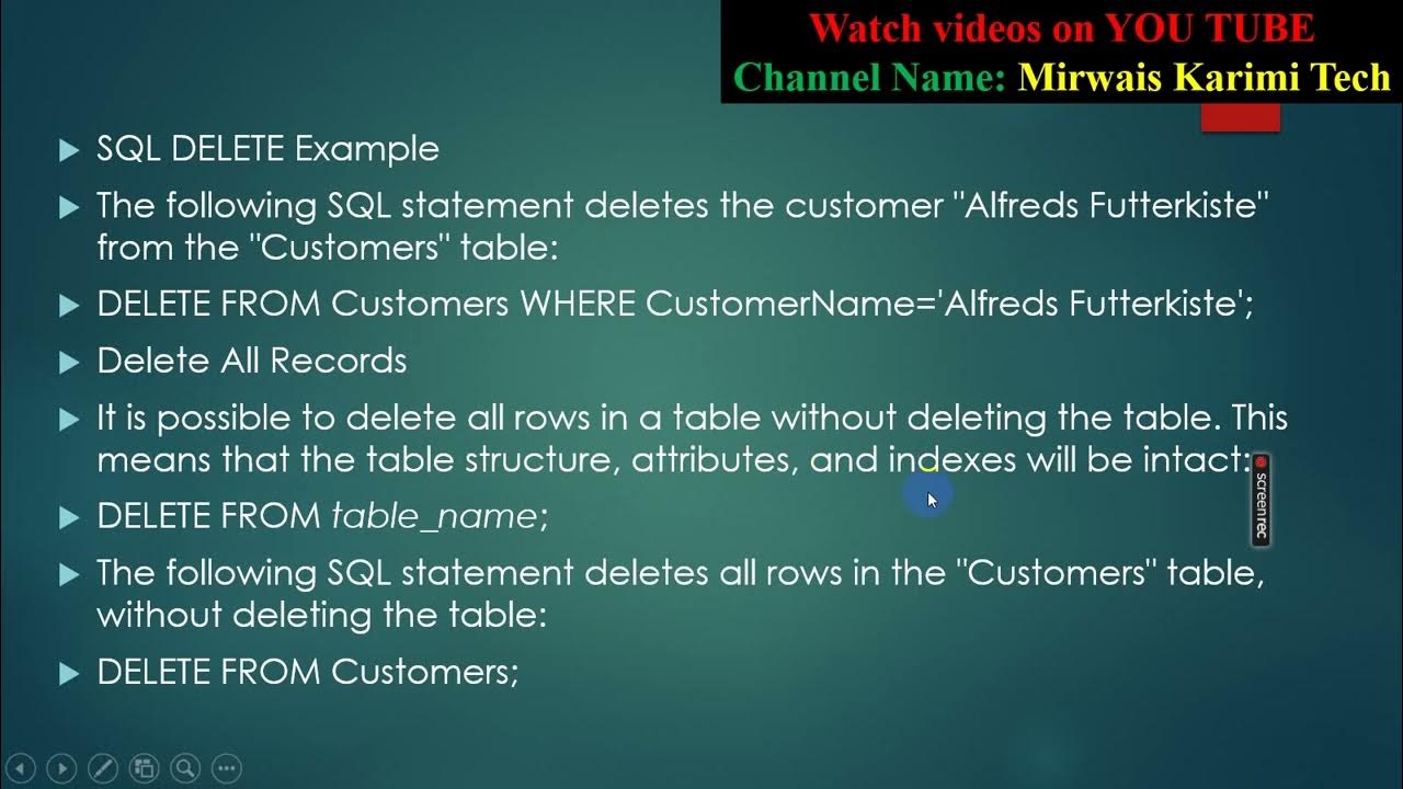 Lecture_06 SQL delete statement - YouTube