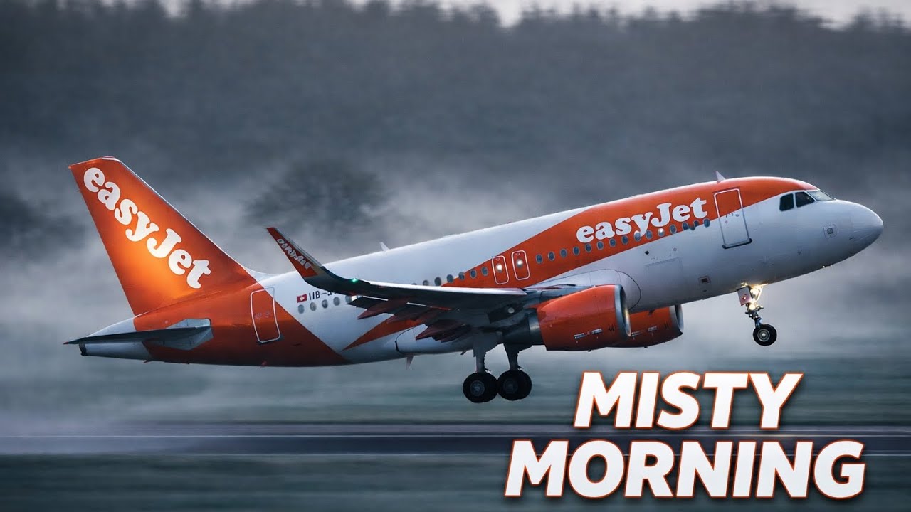 Misty Morning Arrival & Departure | EasyJet A320 | Southampton airport ...