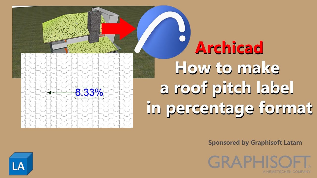 #ARCHICAD How to make a roof pitch label in percentage format - YouTube