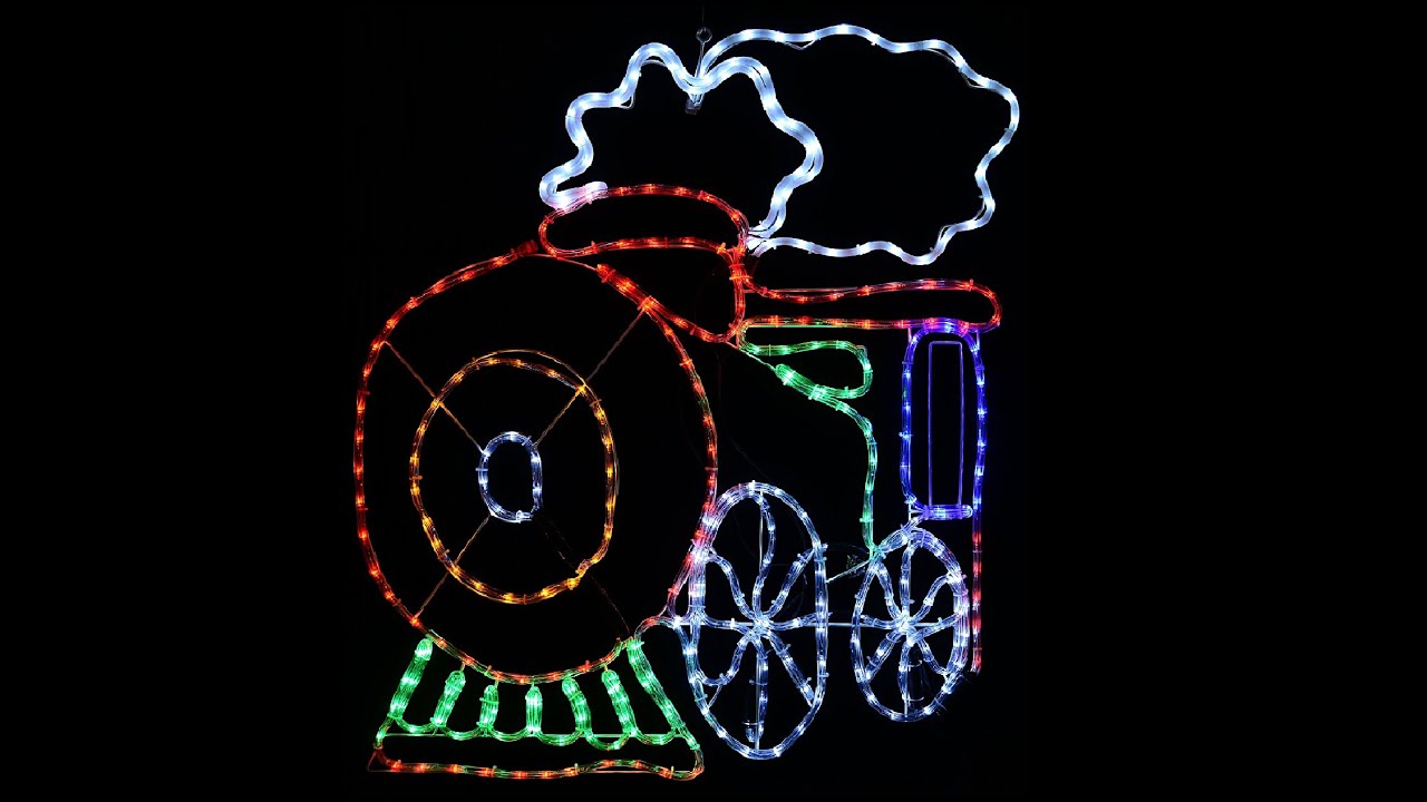 Multi Colour LED Christmas Train Locomotive Rope Light Silhouette - YouTube