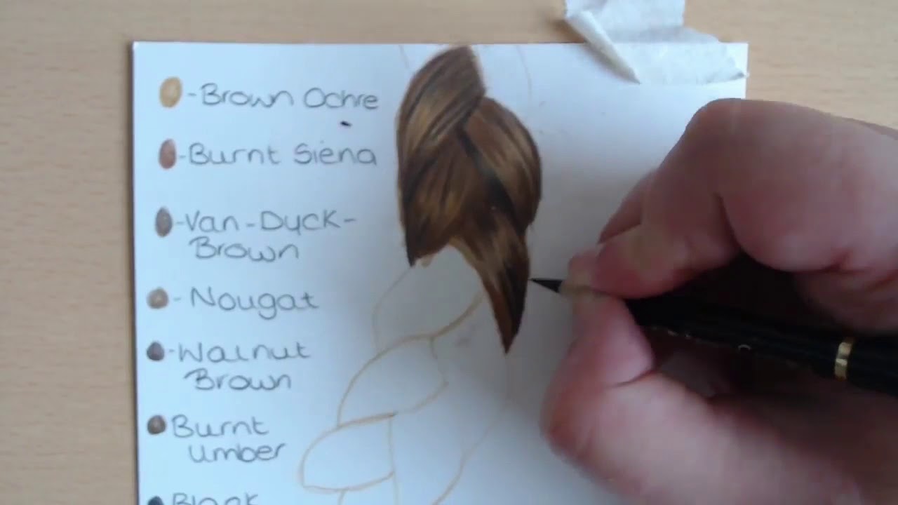 Drawing brunette/brown hair with colored pencil - YouTube
