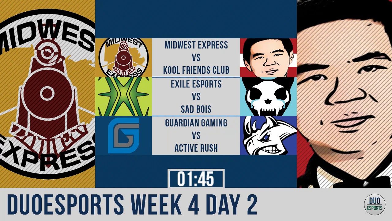 Duo Esports Week 4 Day 2: MidWest Express Vs Kool Friends Club, Exile ...