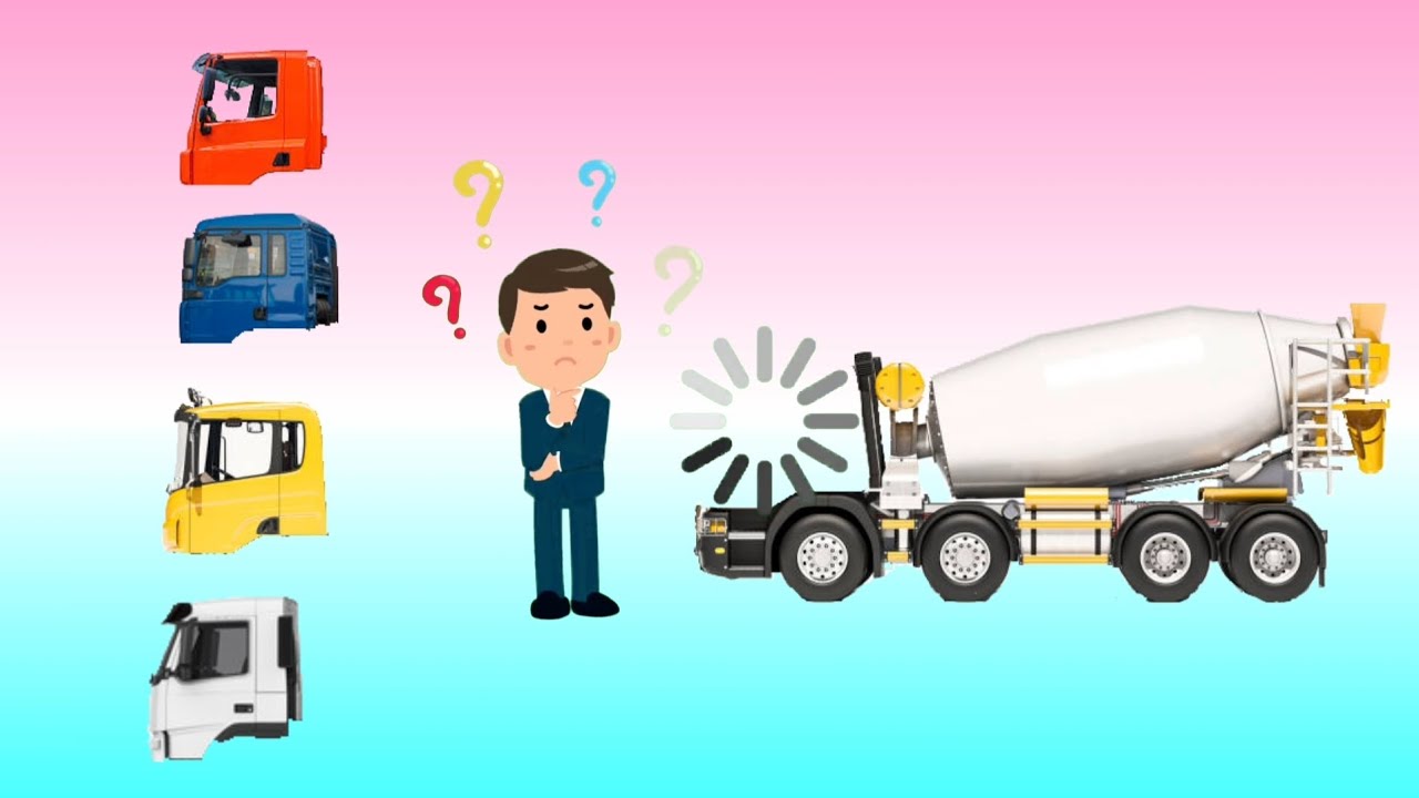 CORRECTLY GUESS THE HEAD OF THE CEMENT MIXER TRUCK! - YouTube