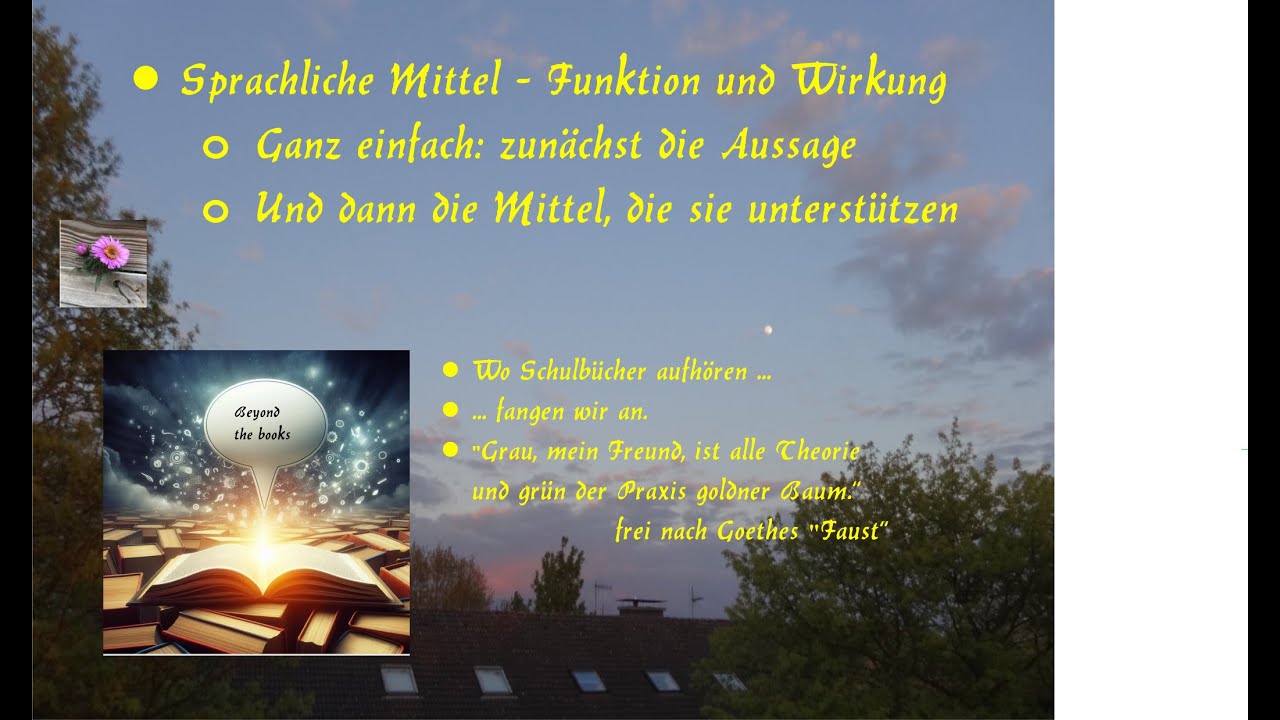 Sprachliche Mittel: Richtige Reihenfolge als Tipp: Erst die Aussagen ...