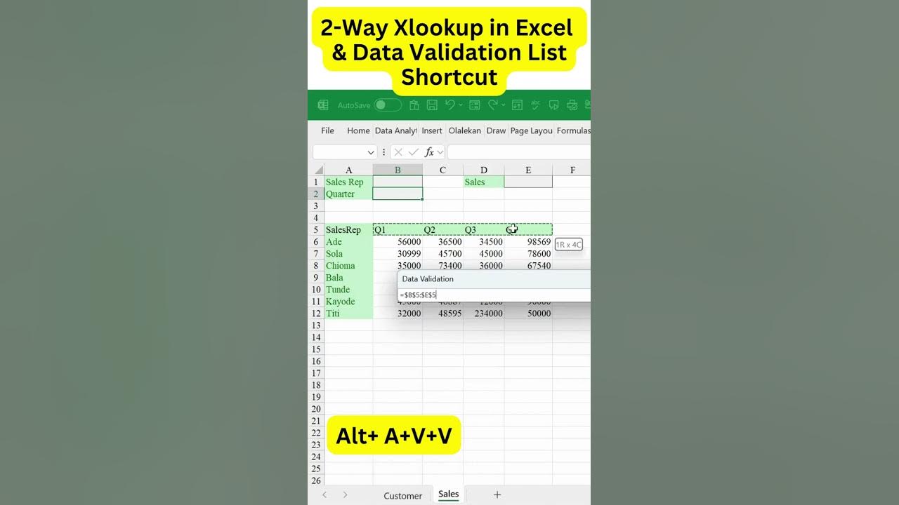 Perform A 2 Way Xlookup In Excel And Check Out The Data Validation Shortcut Altavv Youtube