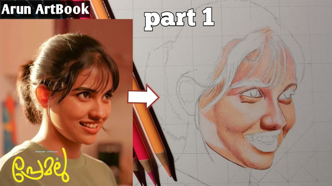 PREMALU Movie Mamitha Baiju Drawing Easy / Colour Pencil Drawing ...