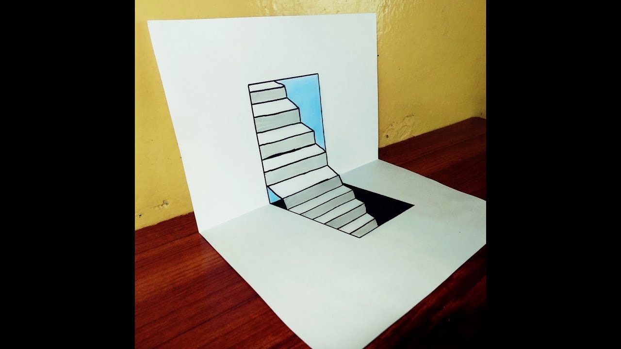 3D steps-How to draw 3D steps - YouTube