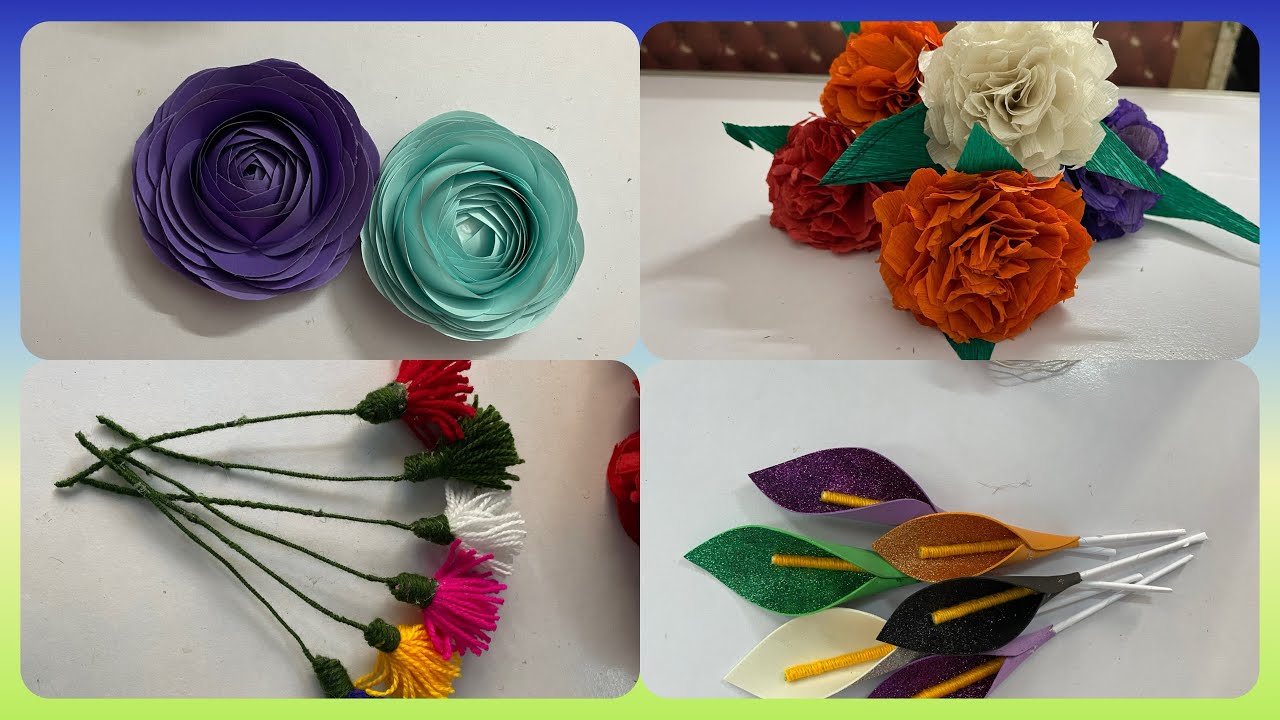 Different types of flower making at home, home decoration idea ...