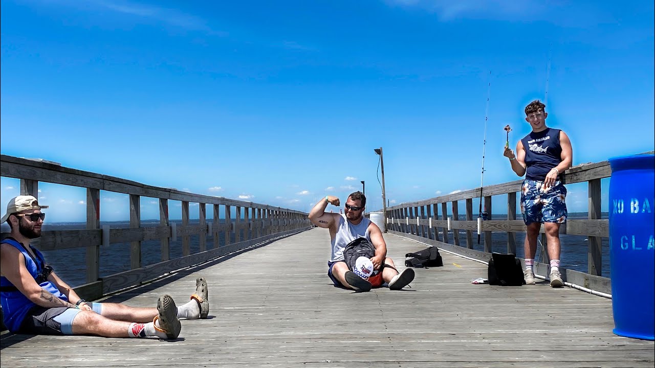 Saltwater Fishing for BIG SHARK on PUBLIC Pier!!! - YouTube