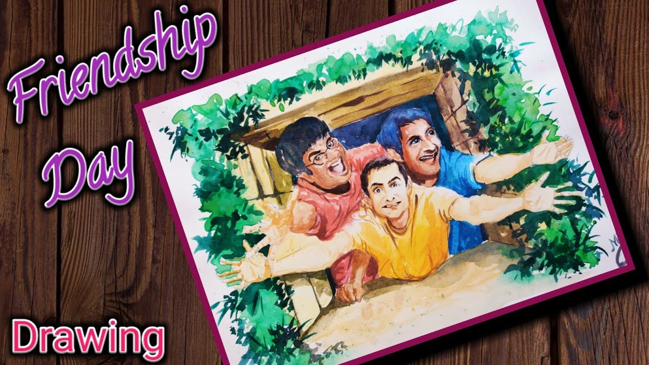 Happy Friendship day special, how to draw friendship day in watercolour ...