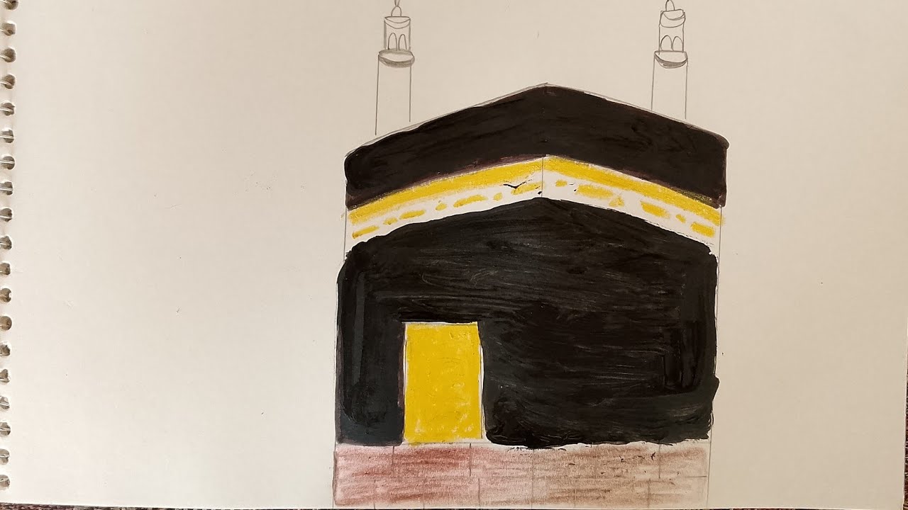 How to draw Kaaba drawing Easy Kaaba Drawing Tutorial Makkah Drawing ...