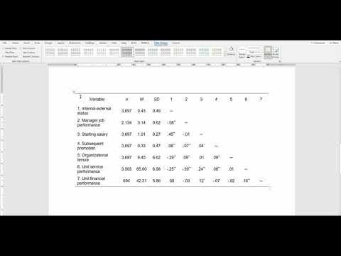 APA Style Table in Word: Correlation Table - YouTube