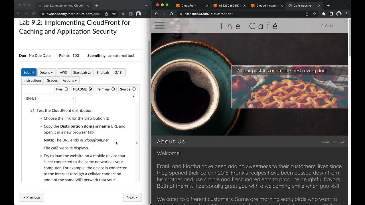 AWS Academy Cloud Developing Lab 9.2: Implementing CloudFront for Caching and Application ...