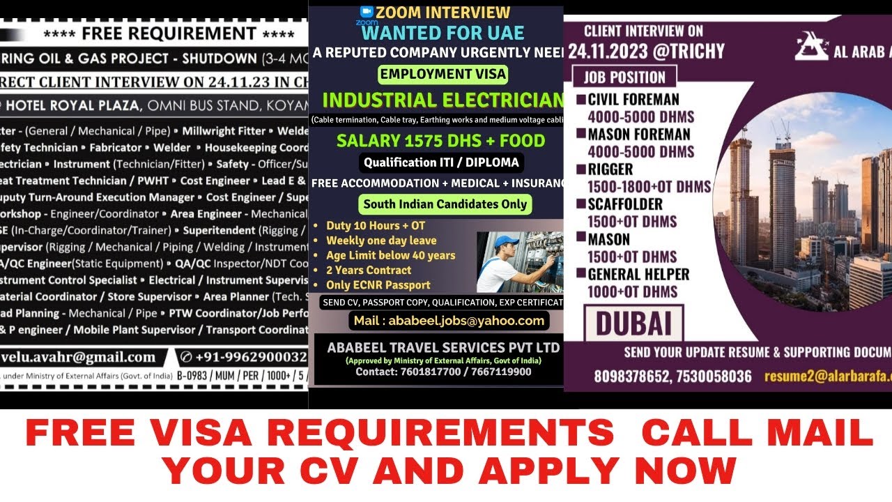 jobs in abroad,gulf wanted,gulf interview,free visa requirements,assignment in abroad, dubai ...
