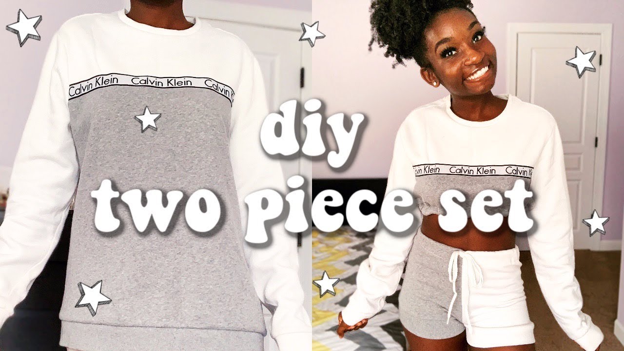DIY SWEATSHIRT INTO TWO PIECE SET - YouTube