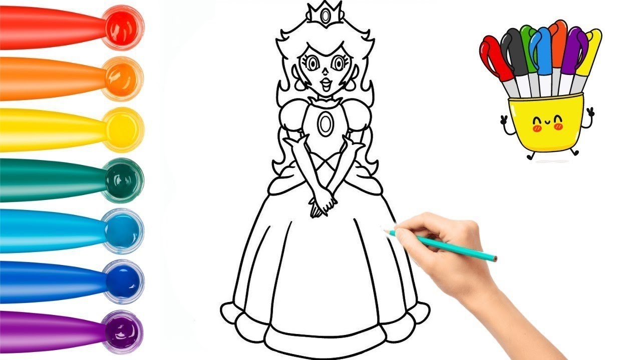 How to draw Princess PEACH |Easy characters from Super mario - YouTube