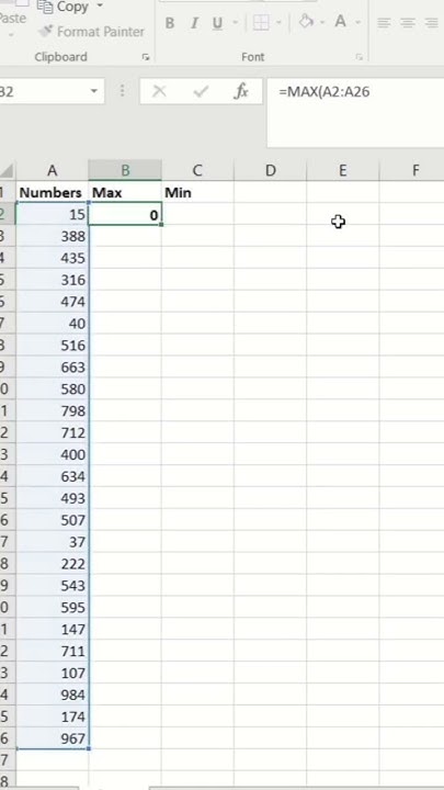 Find max & min number in excel #excel #msexcel #youtubeshorts #computer ...