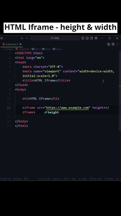 Perfect Sizing: HTML Iframe Height & Width! #htmlintroduction #codewithmayur - YouTube