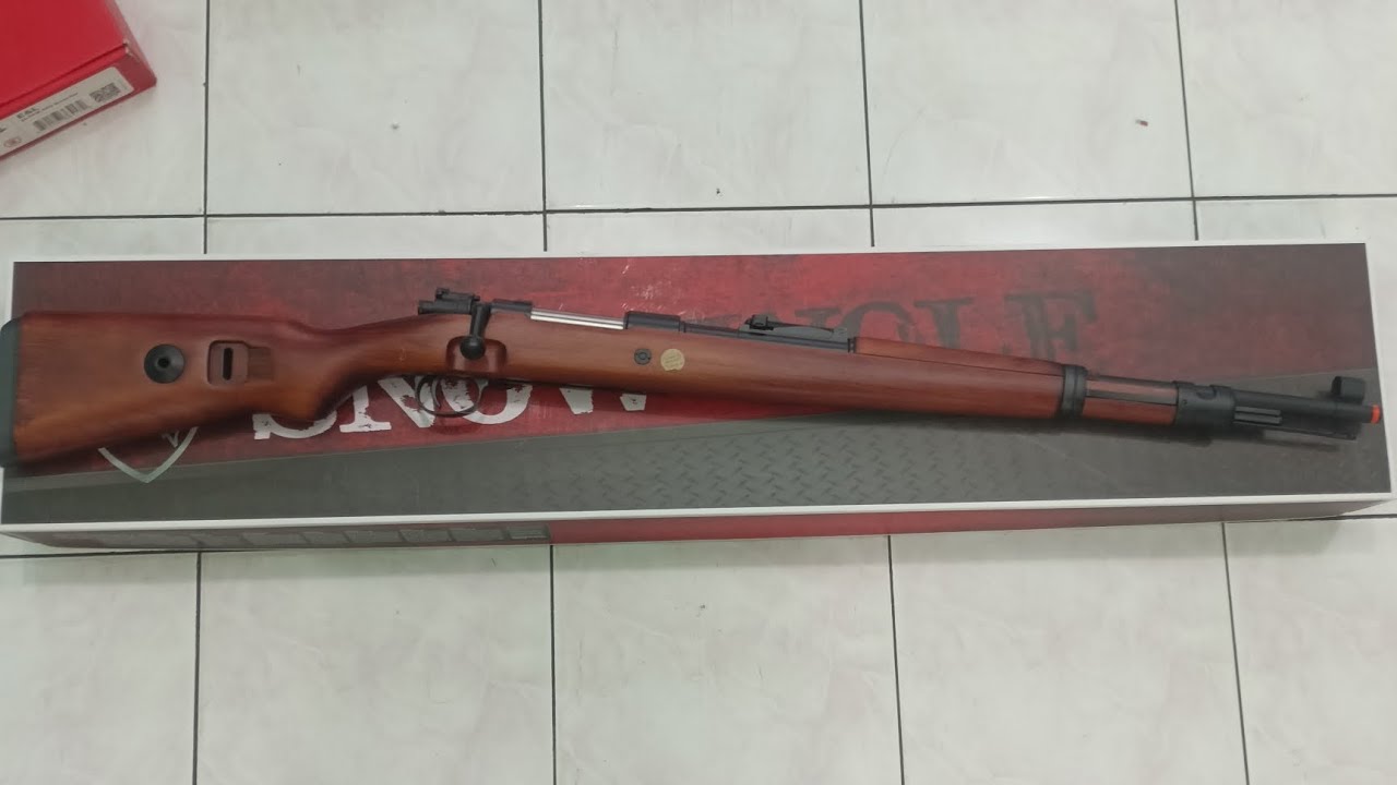 #review sniper spring snow wolf kar98k full metal dan kayu asli - YouTube