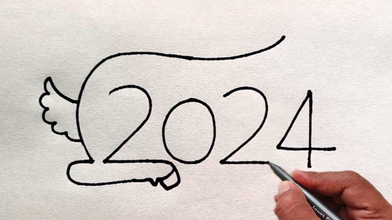 How to draw deer from number 2024 | Easy deer drawing for beginners ...