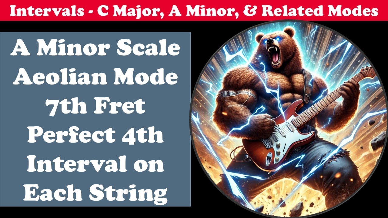 A Minor Scale Aeolian Mode 7th Fret Perfect 4th Interval on Each String ...