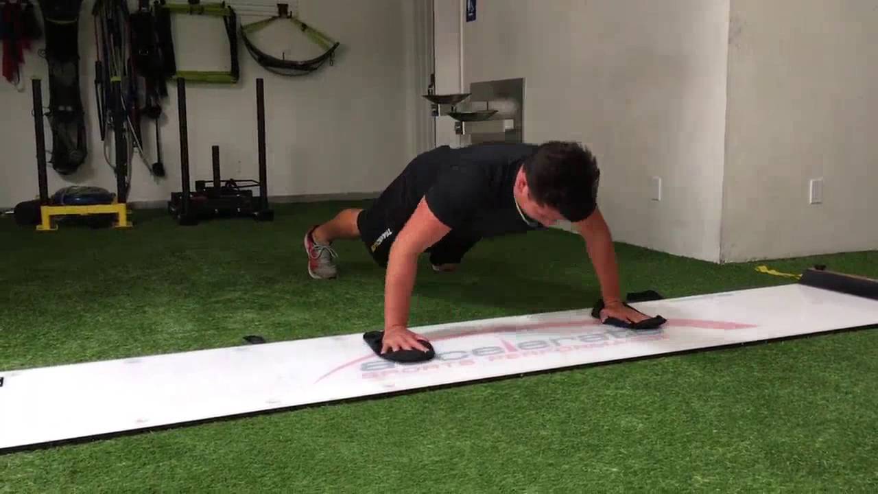 Slideboard Push Up - Sliding Abduction and Adduction - YouTube