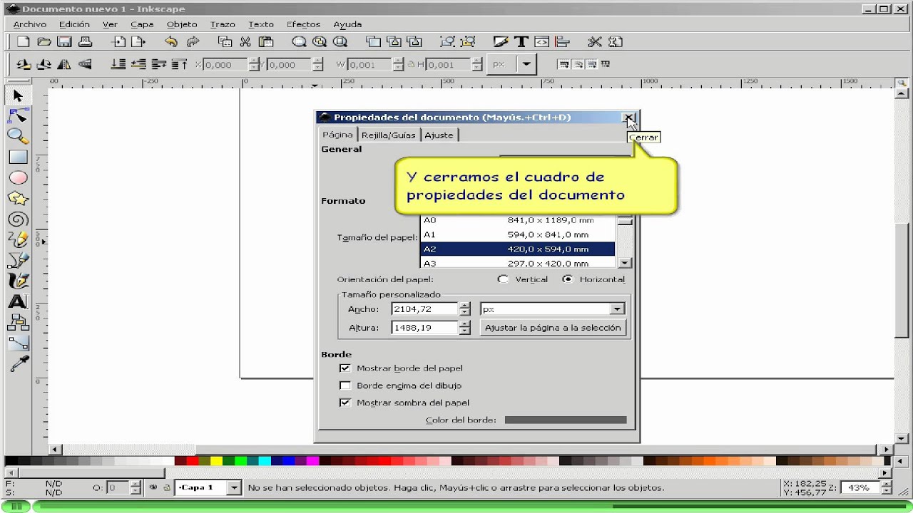 Tutorial Inkscape 1. Definir tamaño de página y orientación. - YouTube
