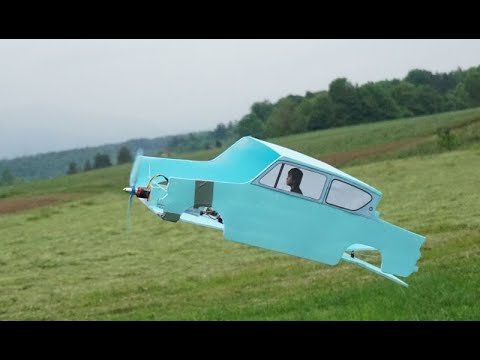Prvi polet letečega RC Harry Potter avtomobila - YouTube