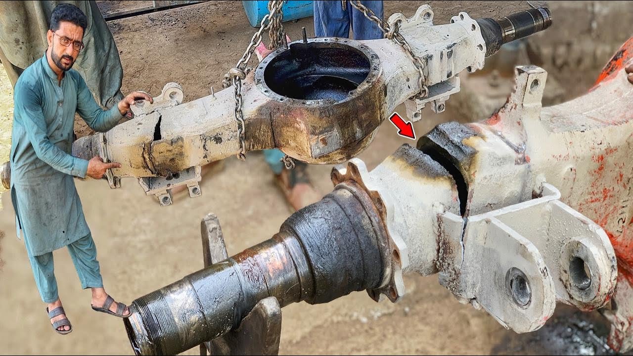 Amazing Process of Repairing Truck Broken Rear Wheel Axle Tube || How ...