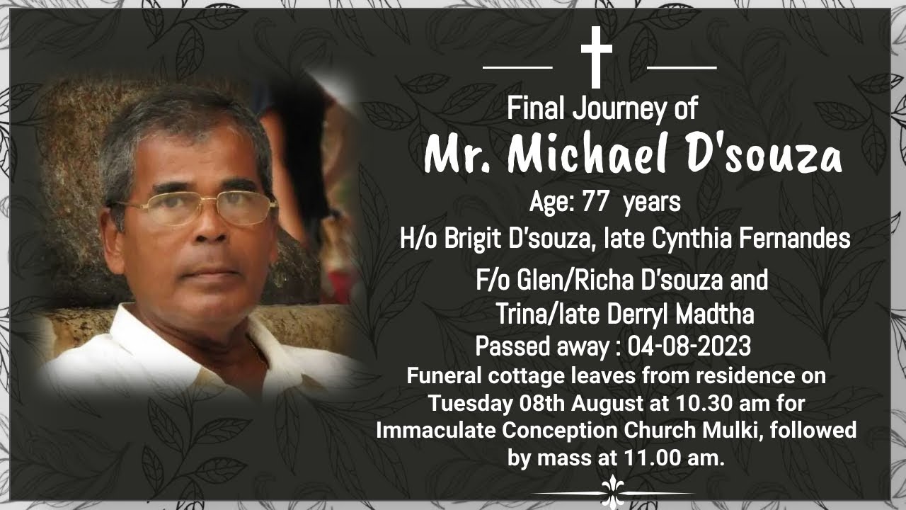 Final journey of Mr. Michael D'souza (77 Years) - YouTube