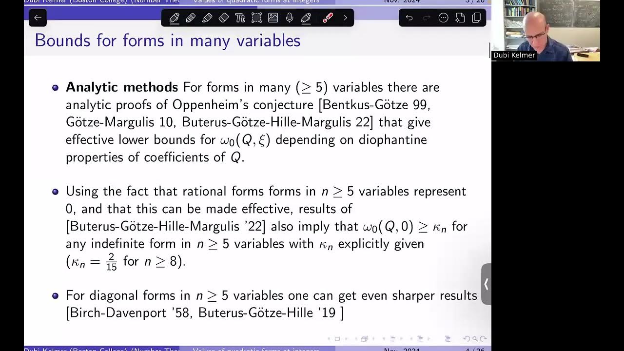 Dubi Kelmer: Values of quadratic forms at integer points (NTWS 227) - YouTube
