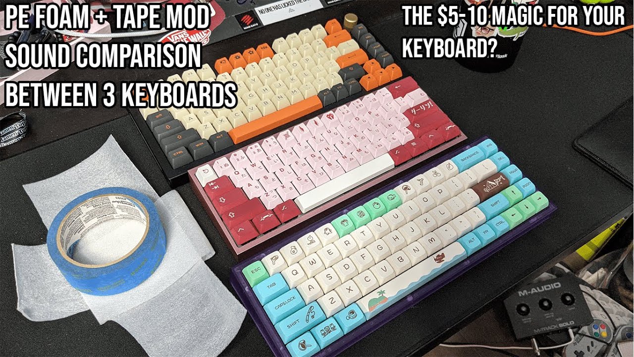 PE Foam + Tape Mod Sound Comparison (Tofu, GMMK Pro, NK65) - YouTube