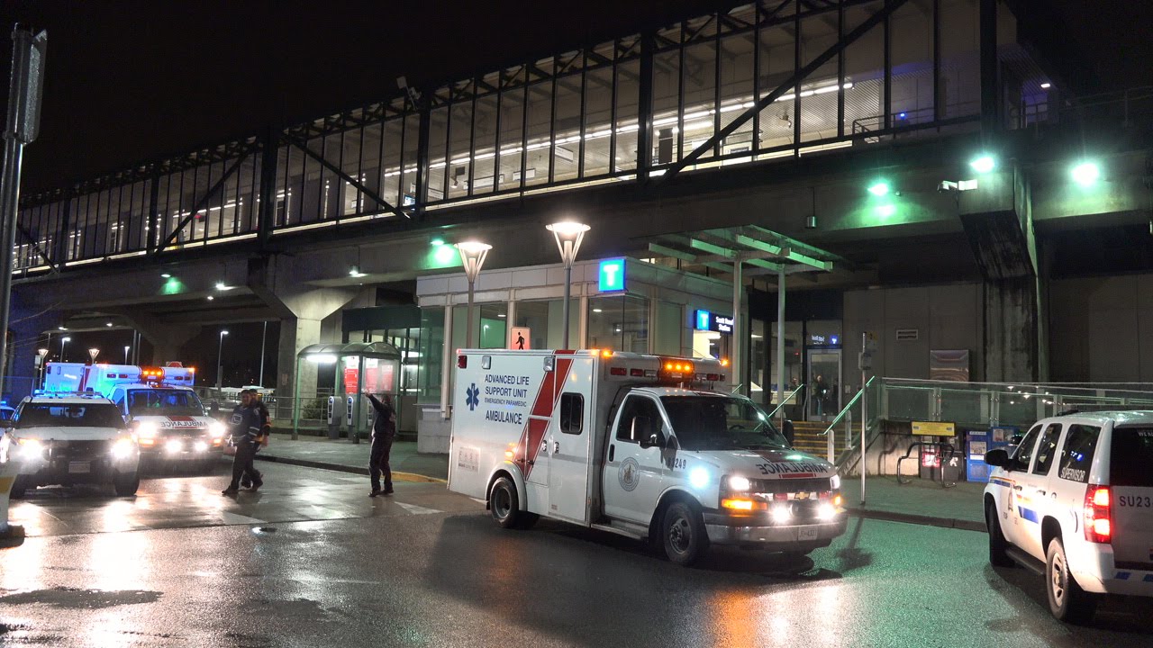 Assault at Scott Road SkyTrain Station Surrey, B.C. Canada 12/03/2016 ...