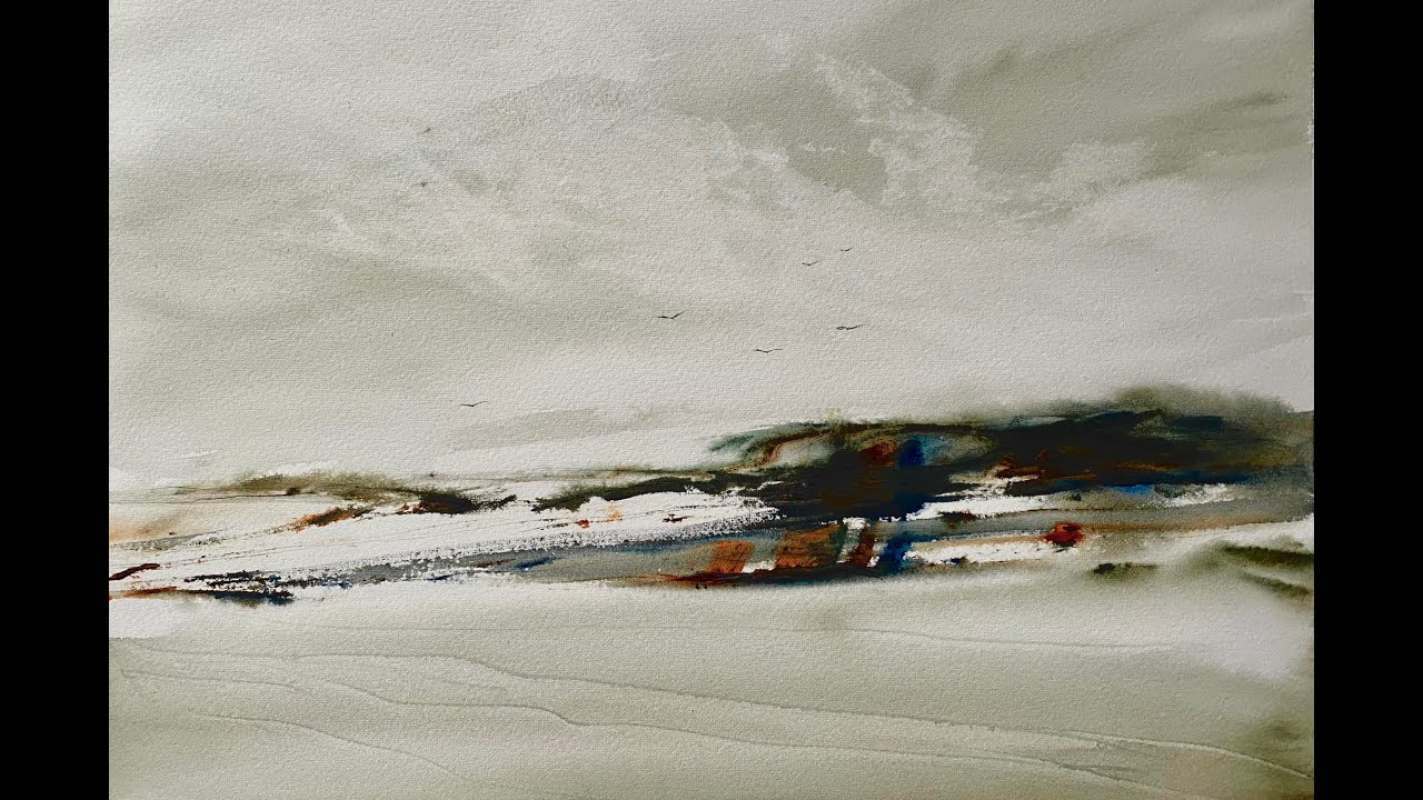 Paint this ATMOSPHERIC ABSTRACT Watercolor Landscape Painting Beginners ...