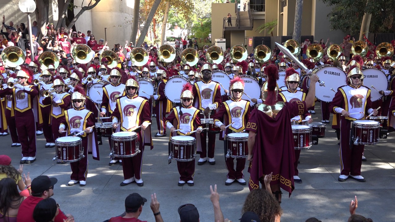 USC Trojan Marching Band - Conclusion of Heritage Hall Rally - 11/05/16 ...