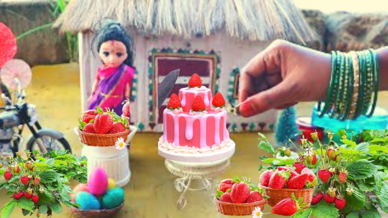 miniature 🍓 Strawberry Cake recipe | mini strawbeery 🍓garden ...