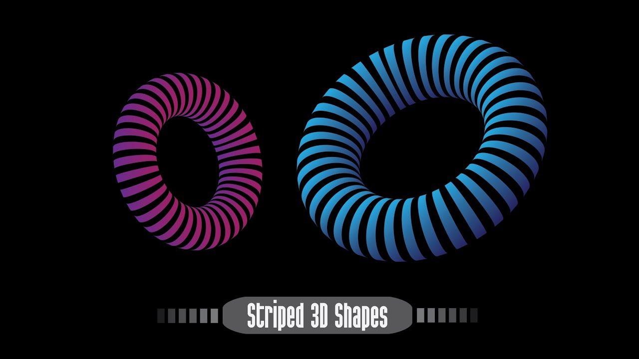 Adobe Illustrator Tutorial Striped 3D Shapes - YouTube
