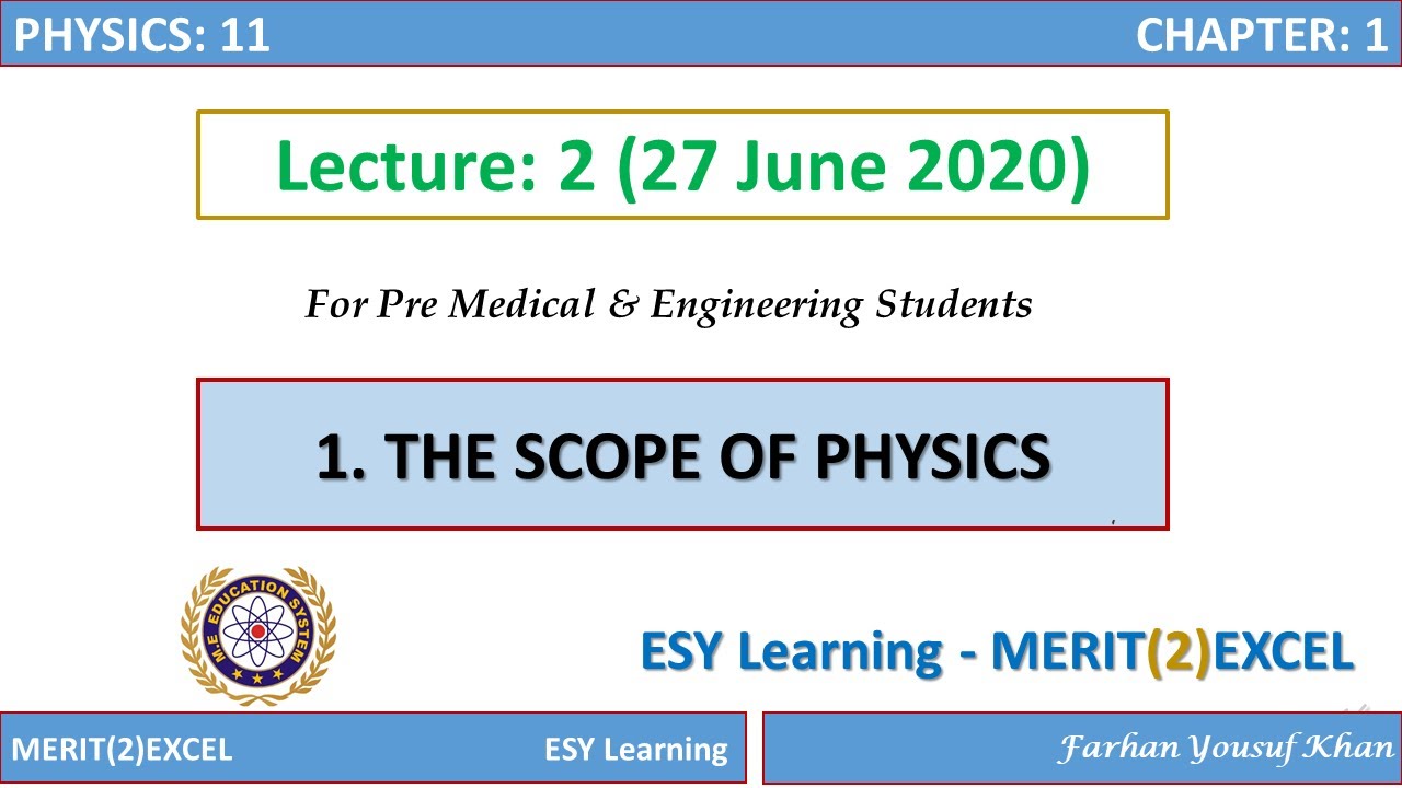 XI Physics - The Scope of Physics | Lecture 2 - 27 June 2020 | Farhan ...