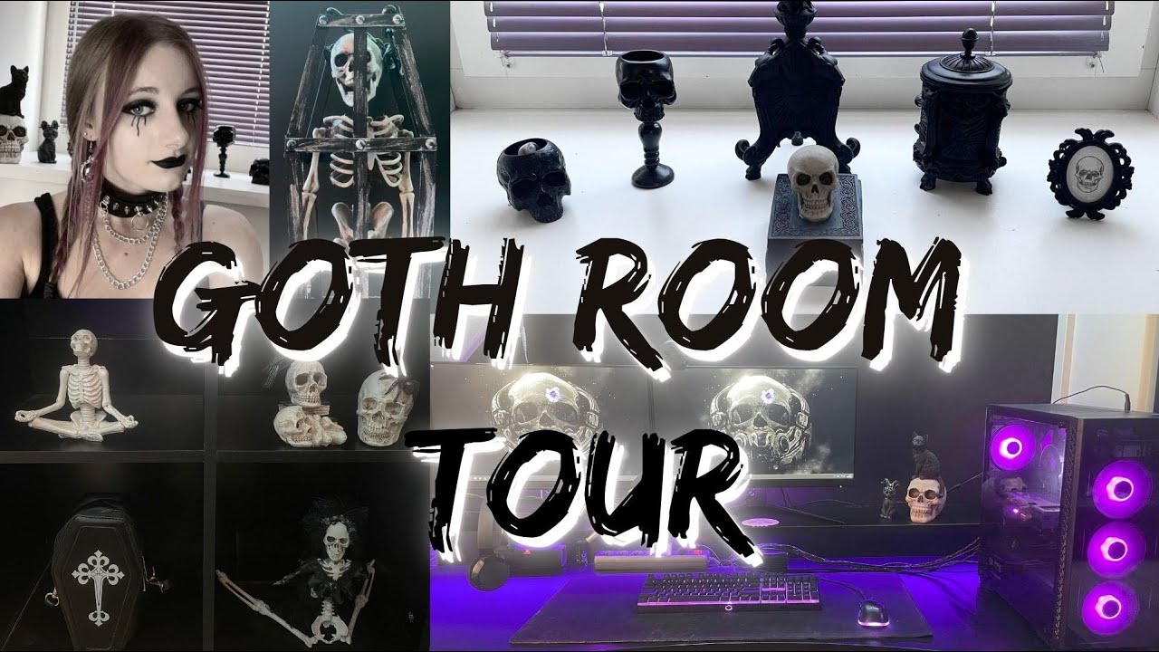 GOTH BEDROOM TOUR - Goth PC Setup, Goth Decorations & more! - YouTube