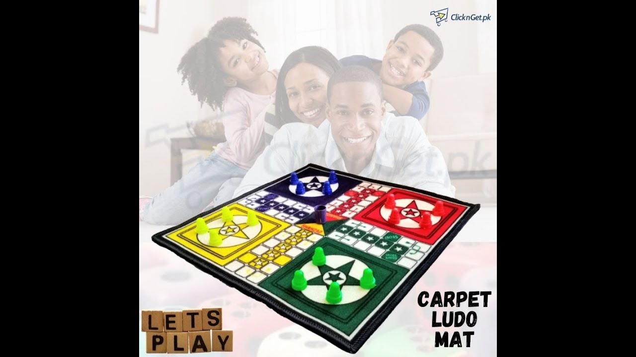 Carpet Ludo Mat With Tokens & Dice Foldable Handmade Printed Ludo Kids ...