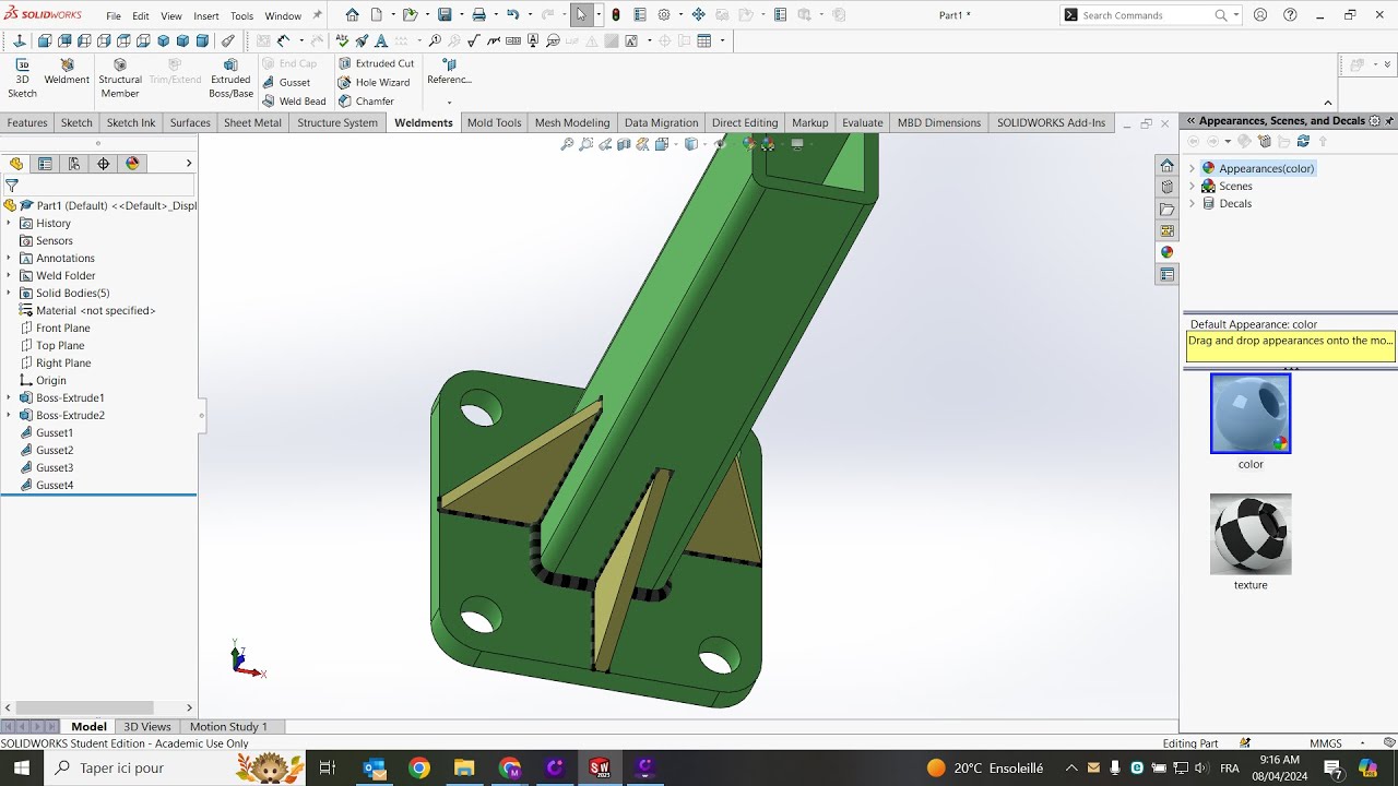 SolidWorks Tutoriel : How to add weld Bead and Gusset in SolidWorks ...