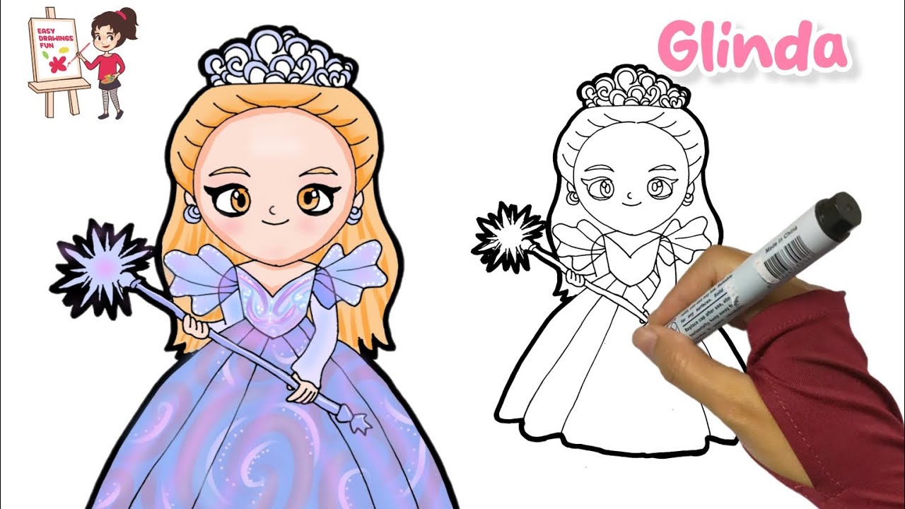 How to Draw Cute Glinda Wicked for good in Cartoon Chibi Style - YouTube