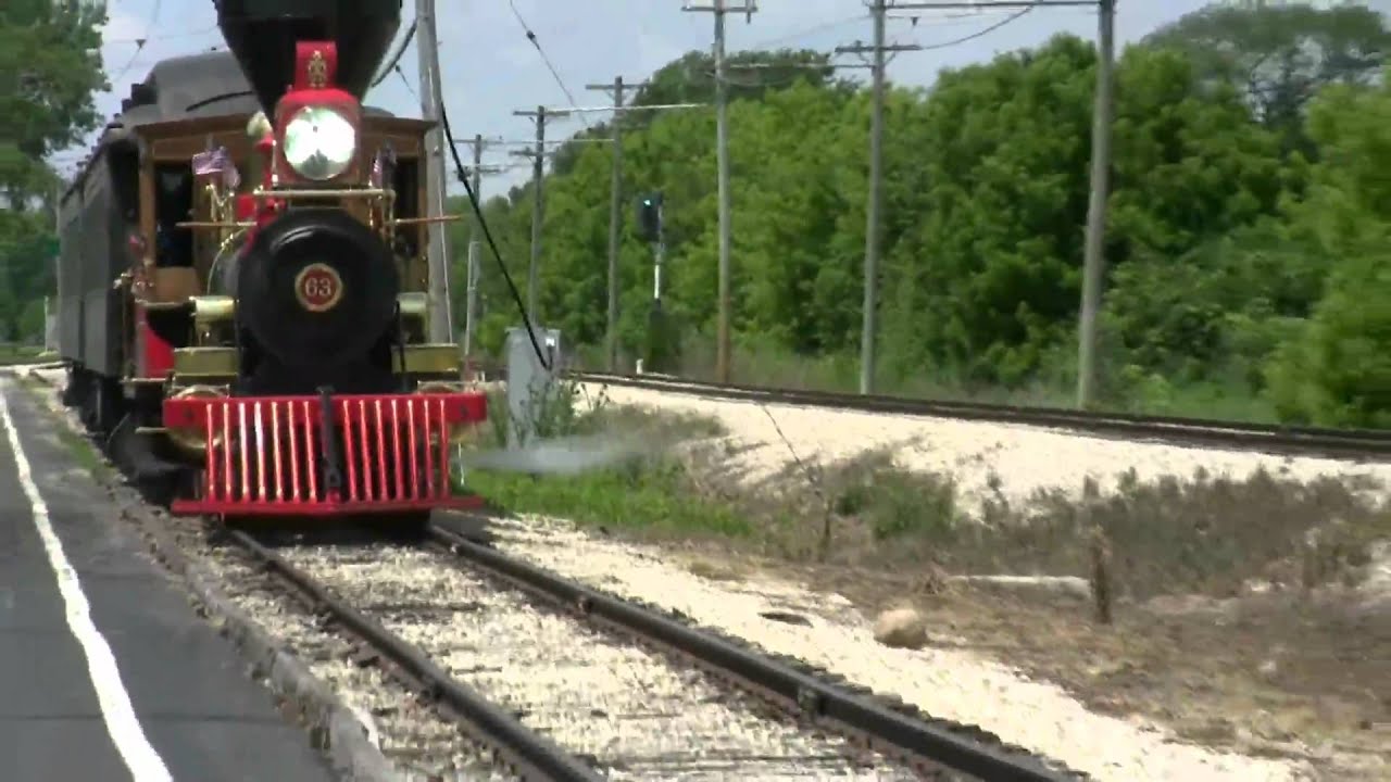 American Locomotive 4-4-0 Leviathan CPRR 63 IRM clearing cylinders at ...