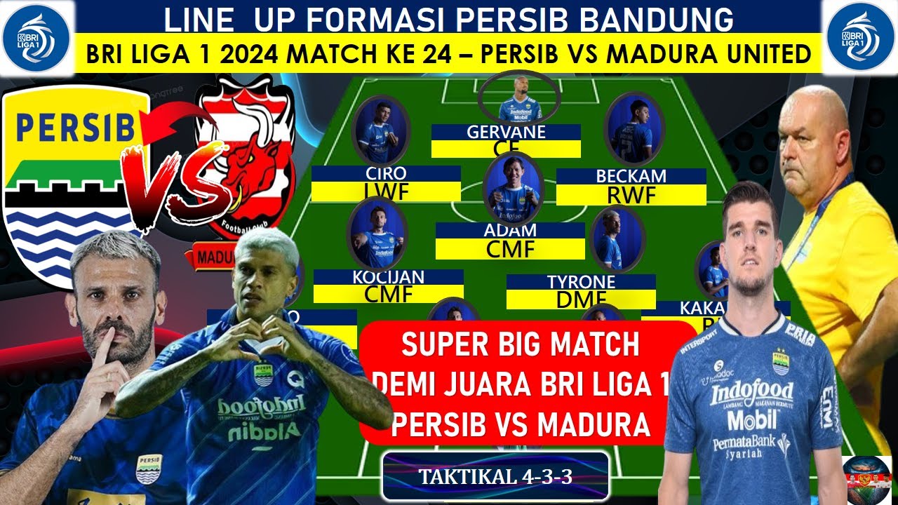 SEMUA SEPAKAT DENGAN INI 🔥 Inilah Formasi Persib bandung vs Madura ...