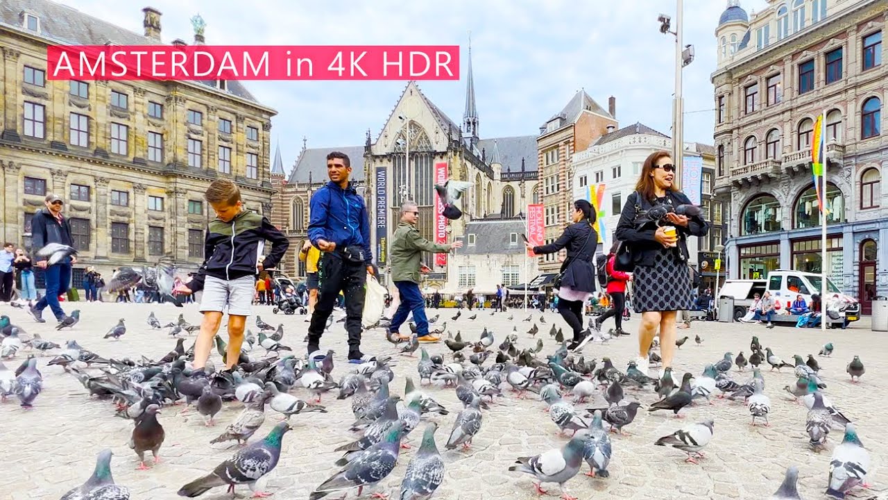 AMSTERDAM TODAY. 4K HDR. Amazing Walk in The City Center. NETHERLANDS ...