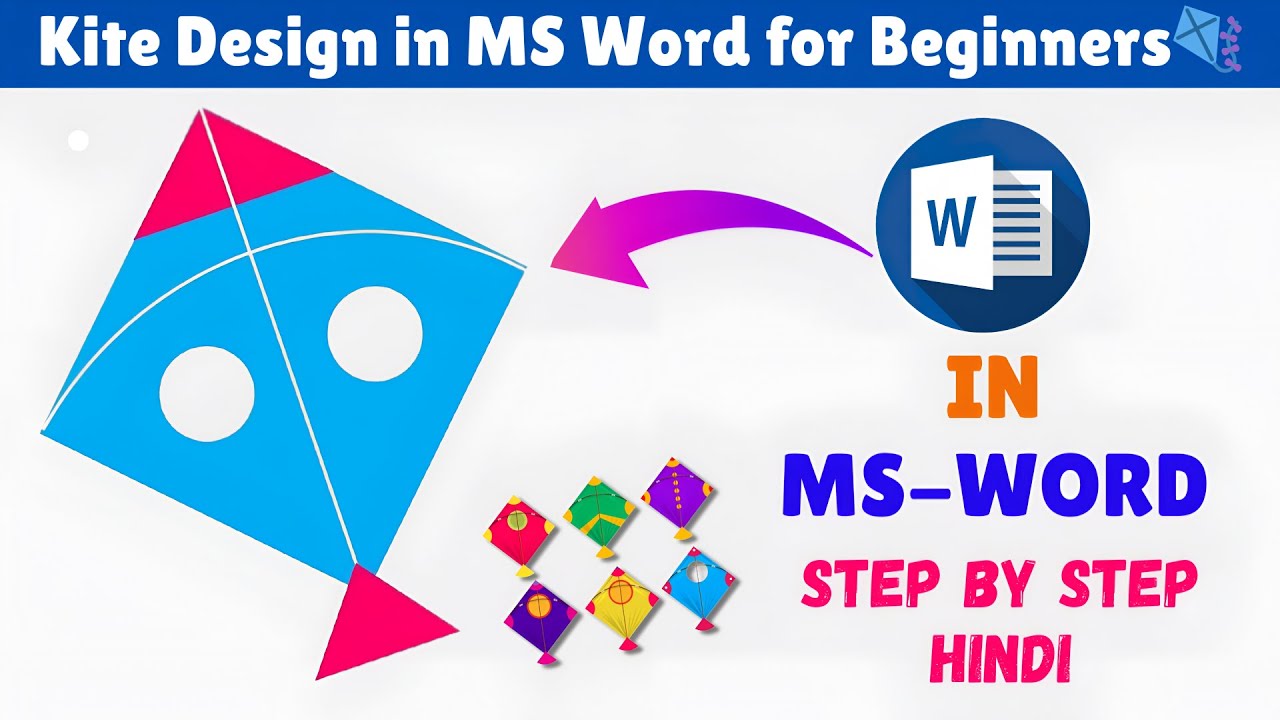 MS Word me Kite draw kaise kare | Kite Design in MS Word | How to Draw ...