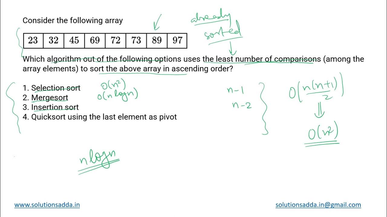GATE 2021 SET-1 | ALGORITHMS | SORTING | GATE TEST SERIES | SOLUTIONS ...