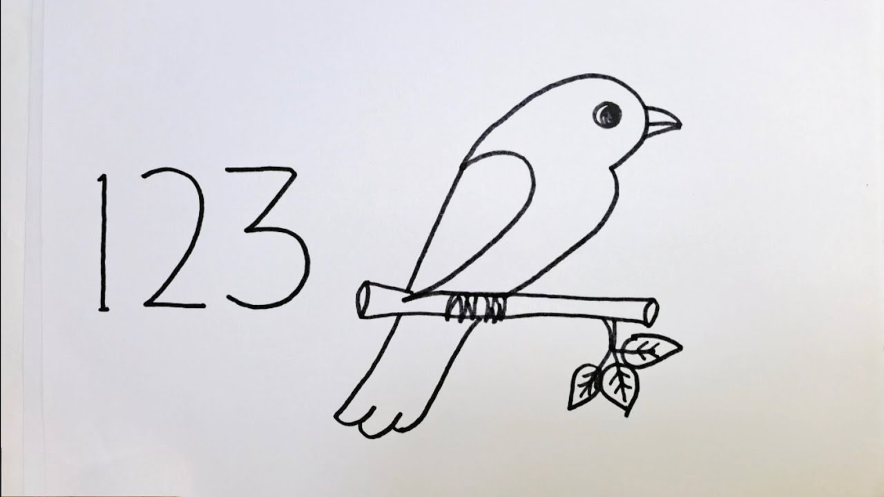 Bird drawing easy| How to draw bird from number 123 very easy - YouTube