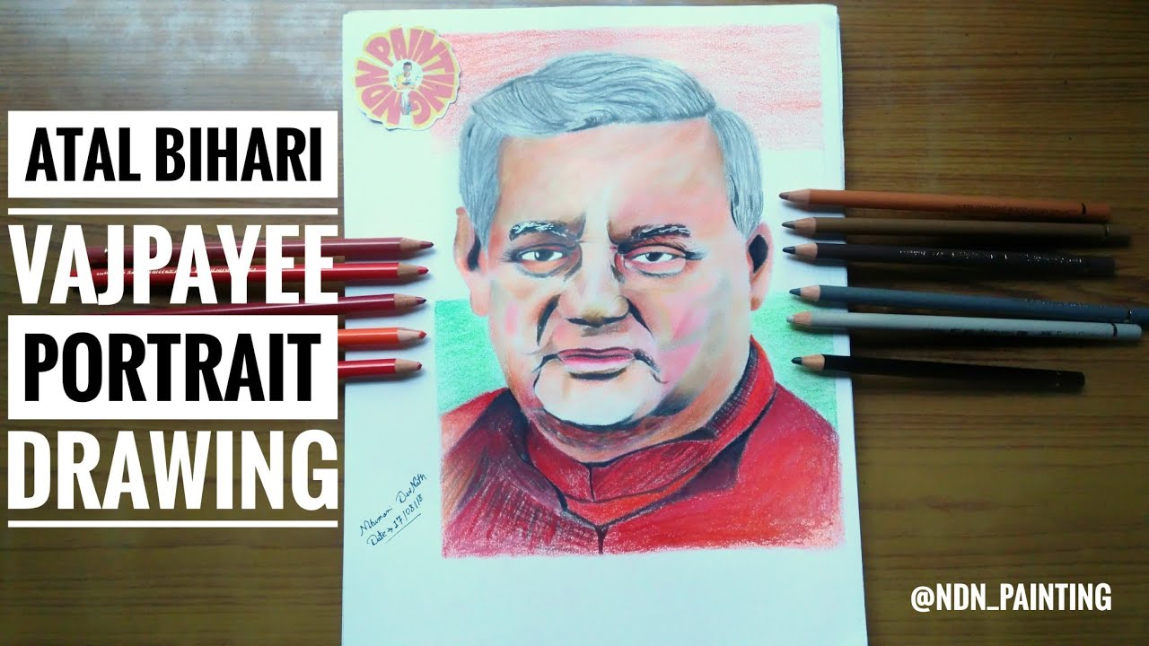 Bharatratna Atal Bihari Vajpayee Portrait Drawing/ Realstic Drawing/ Art By:- Nitumani DevNath ...